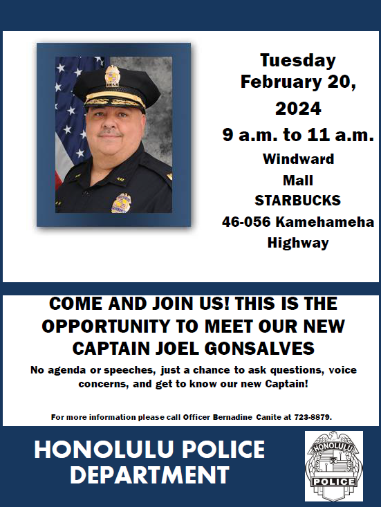 Coffee with the Captain - Honolulu Police Department | Windward Mall